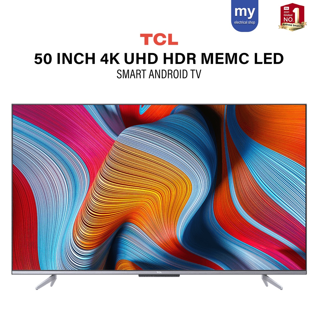 TCL 50 Inch 4K Android TV 50P725 DVB-T2 Netflix Youtube Smart TV MEMC | Shopee Malaysia