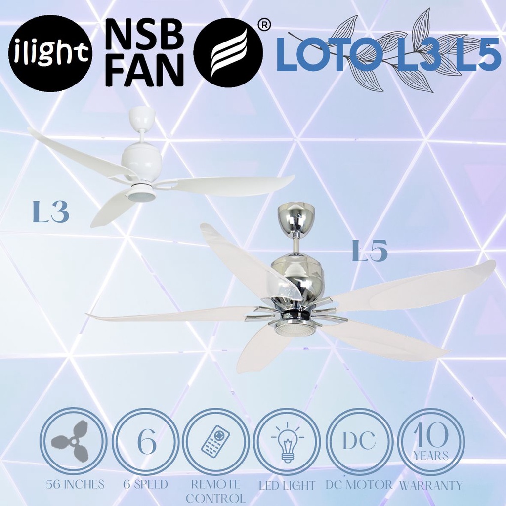 NSB LOTO L5/L3 56 Inches Designer Ceiling Fan DC MOTOR | Shopee Malaysia