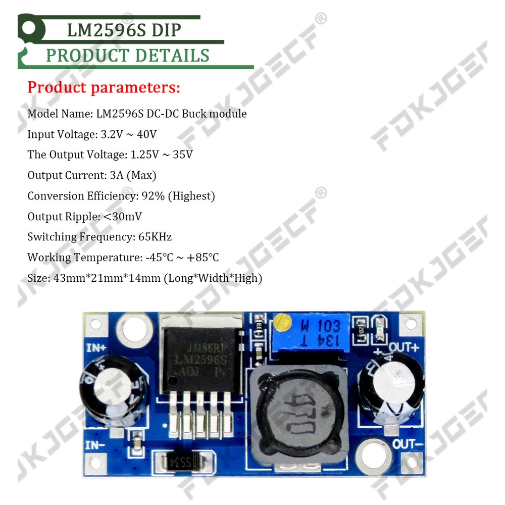 LM2596 DC-DC Step Down Converter Module 3A adjustable step down module ...