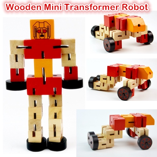 Wooden Mini Toys Transformer Robot 9*15*3cm | Shopee Malaysia