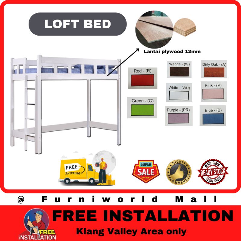 Sturdy FurniworldWooden Loft Bed(Single/Super Single) | Shopee Malaysia