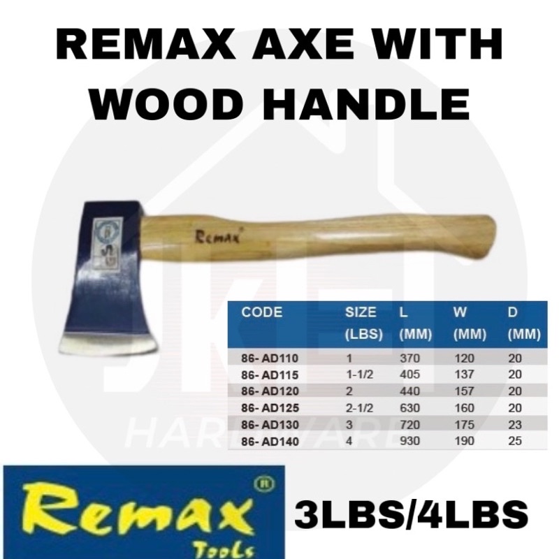 (100%ORIGINAL)REMAX AXE WITH WOOD HANDLE 3LBS /4LBS | Shopee Malaysia