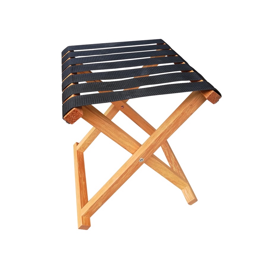 Foldable Wooden Stool Hiking Camping Fishing Stool with Nylon Strap ...