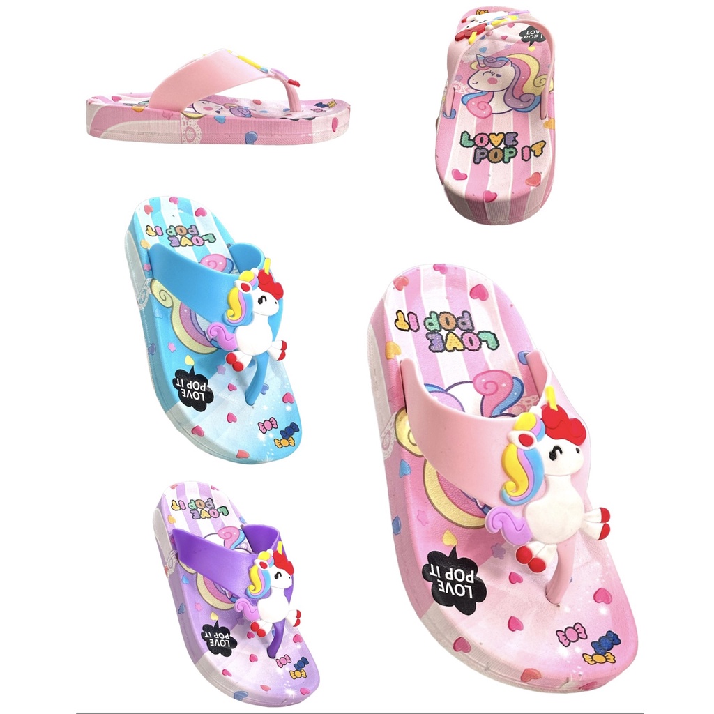 READY STOCK | Kids Sandals Pop It Cute Unicorn Casual Wear Slipper ...