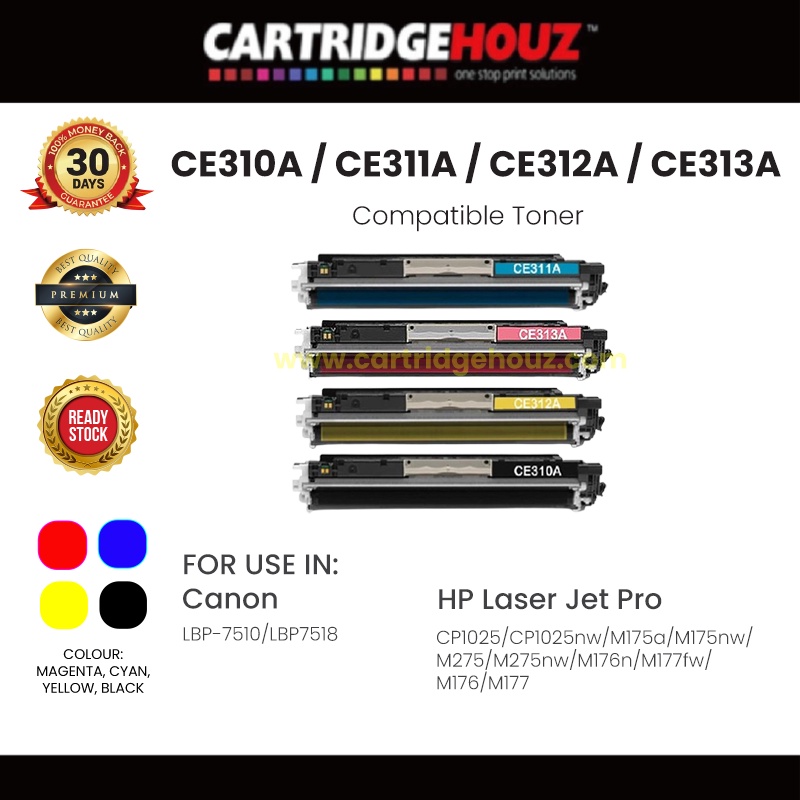 [Set]Compatible HP CE310A /CE311A / CE312A / CE313A (126A) Colour Toner ...