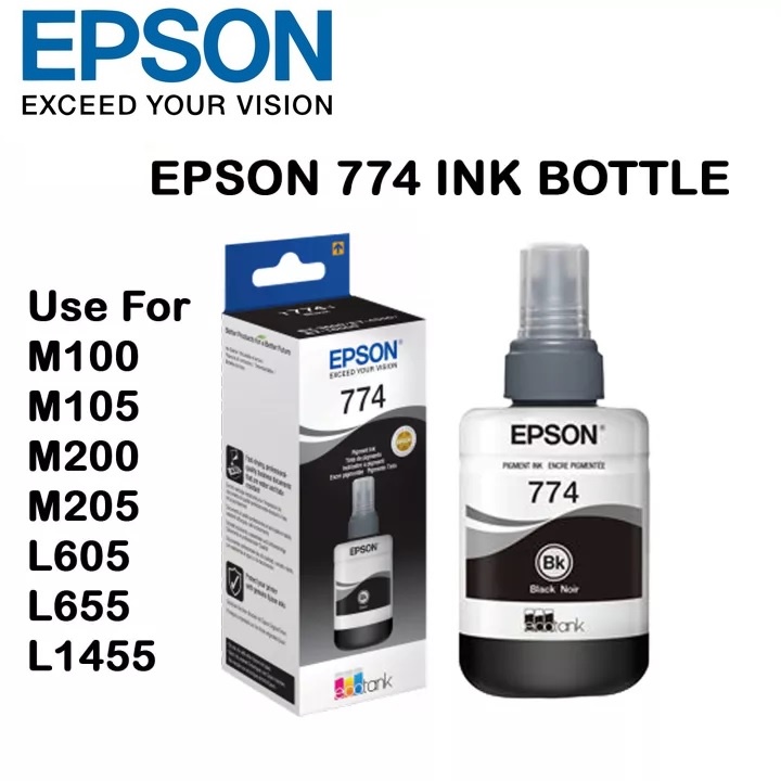 Epson Original T7741 / 774 / 7741 Pigment Black Ink (M100 / M200 / L605 ...
