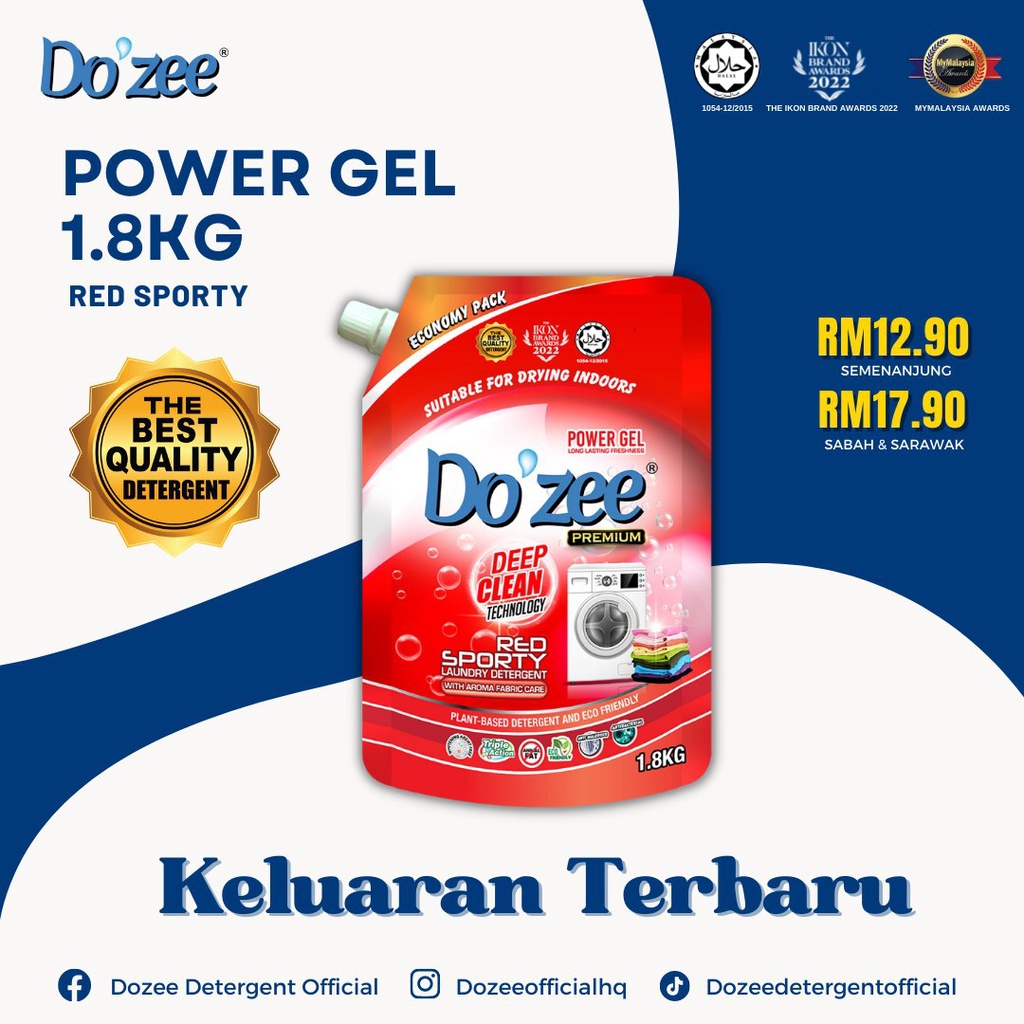 DOZEE POWER GEL SABUN PENCUCI BAJU HALAL 4-Dalam-1 | Shopee Malaysia