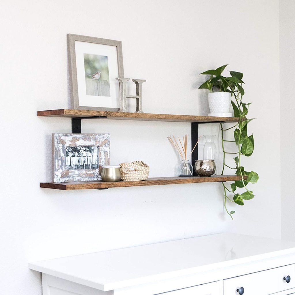 KAYU Shelf 2 STORIES 100X12 TEAK WOOD SHELF MULTIPURPOSE MINIMALIST ...