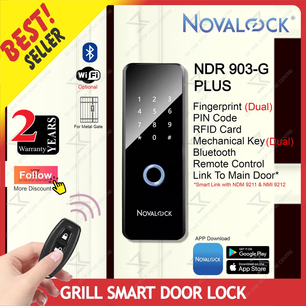 Novalock NDR 903 (Dual) Fingerprint, Card Gille Gate Suistable Airbnb ...