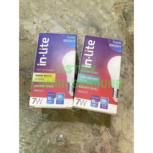 PUTIH Inlite led bulb 7 Watt | Led bulb | E27 (White or Yellow ...