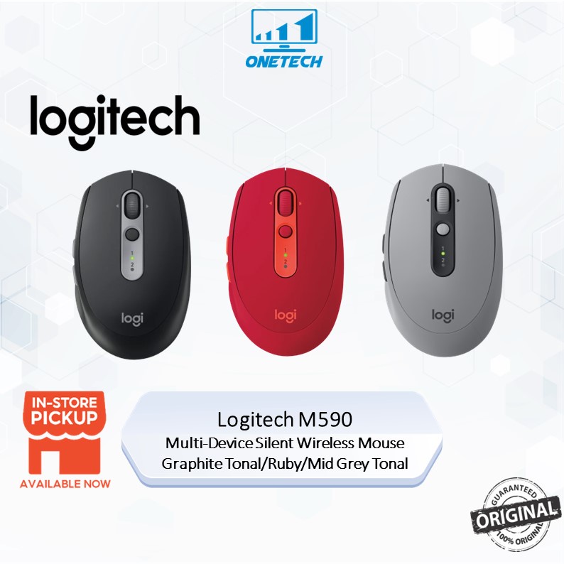 Logitech M590 2.4G Wireless/Bluetooth Optical Mouse ( Multi Devices Support / Silent Click ...