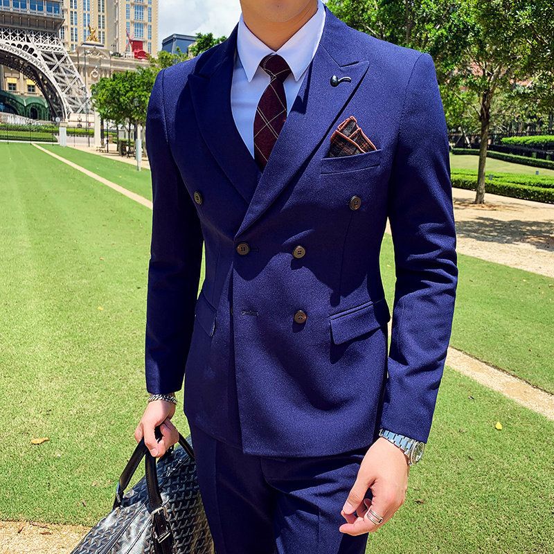 Wedding dress host double breasted suit suit yuppie handsome fried ...