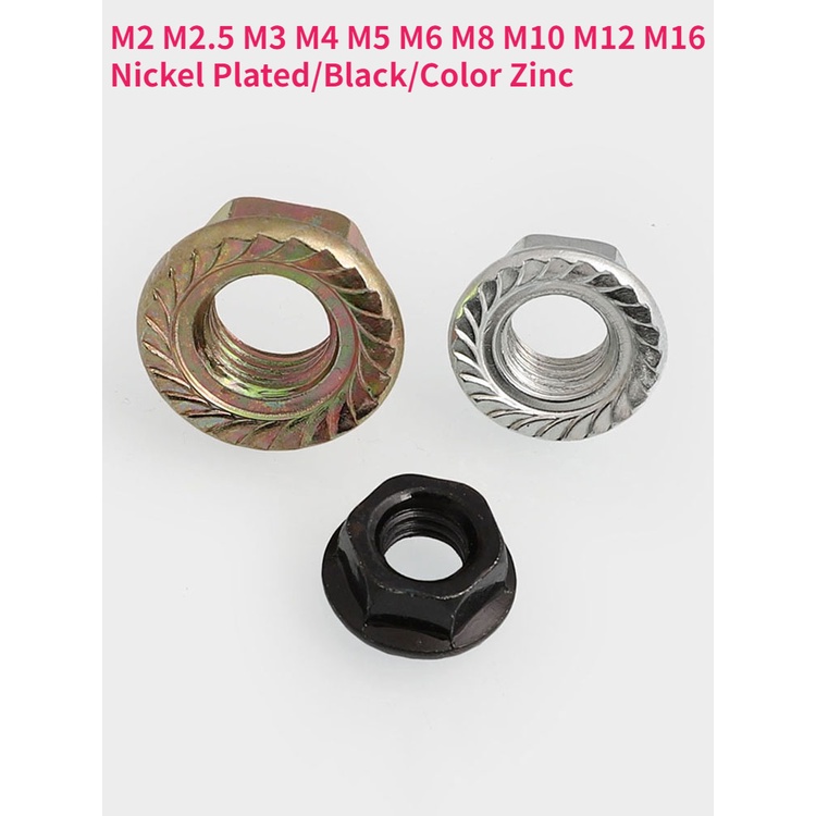 M2 M2.5 M3 M4 M5 M6 M8 M10 M12 M16 Hex Hexagon Flange Nut Serrated ...