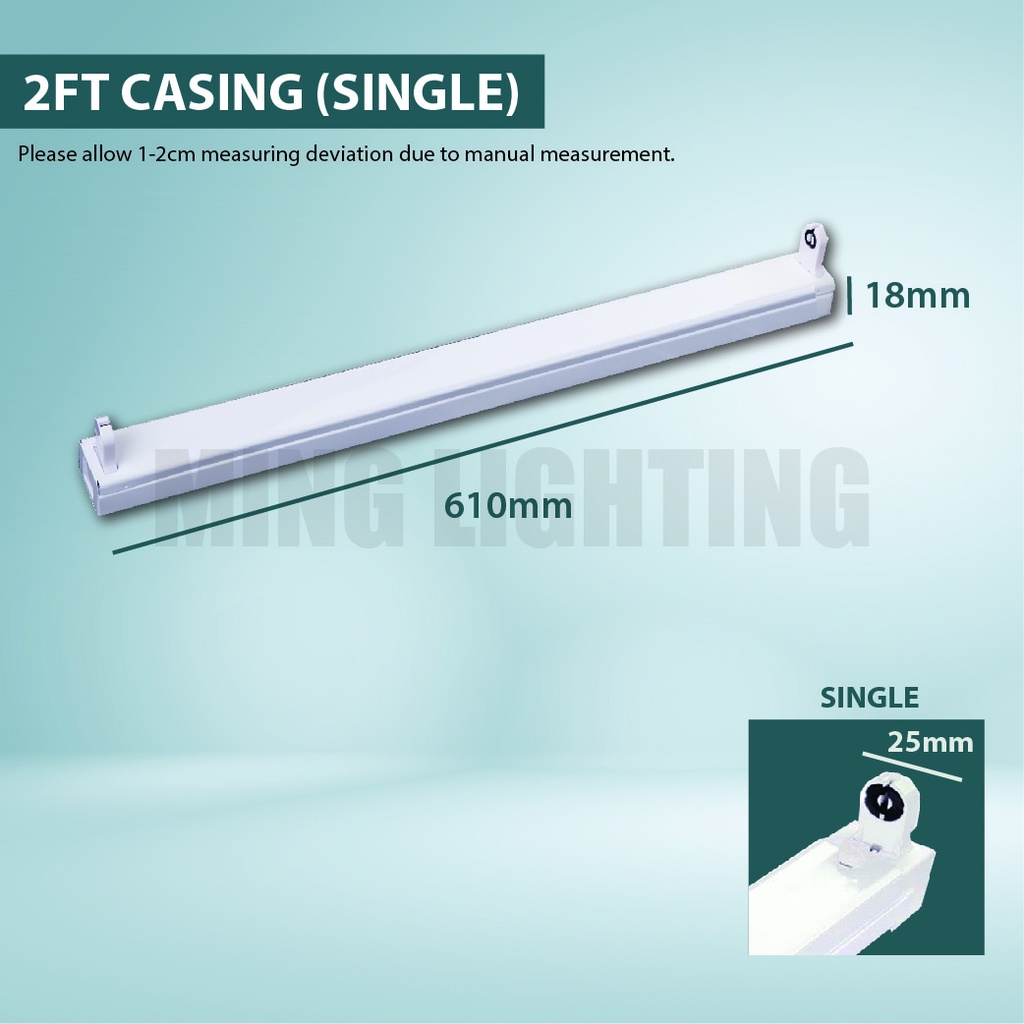 LED T8 Casing 2FT 4FT Kalimantang Single Double Fitting Light Tube Ceiling Wall Lighting Lampu ...