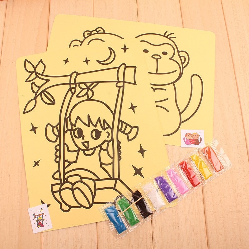 Sand art painting children art and craft Early Learning craft for kids ...