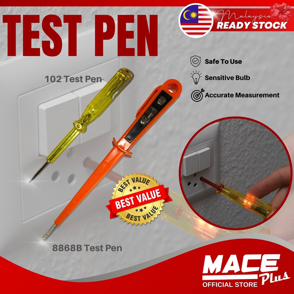 Test Pen Spark Detecting Screw Driver Pen Ujian Elektrik Electrical ...