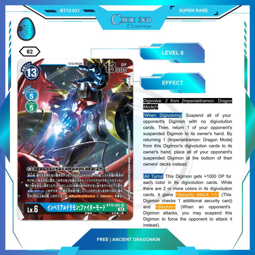 BT12-031 | Imperialdramon: Fighter Mode | Super Rare | Digimon Card Single | Chrono TCG | Across ...
