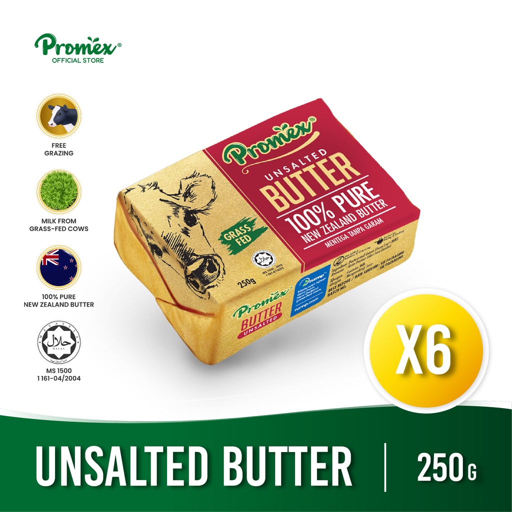 [Klang Valley/Penang Delivery Only] Promex Unsalted Butter (250g x 6 ...
