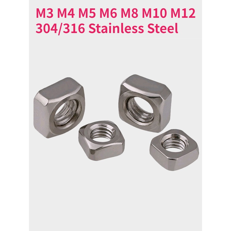M3 M4 M5 M6 M8 M10 M12 304/316 Stainless Steel Square Nuts Square ...