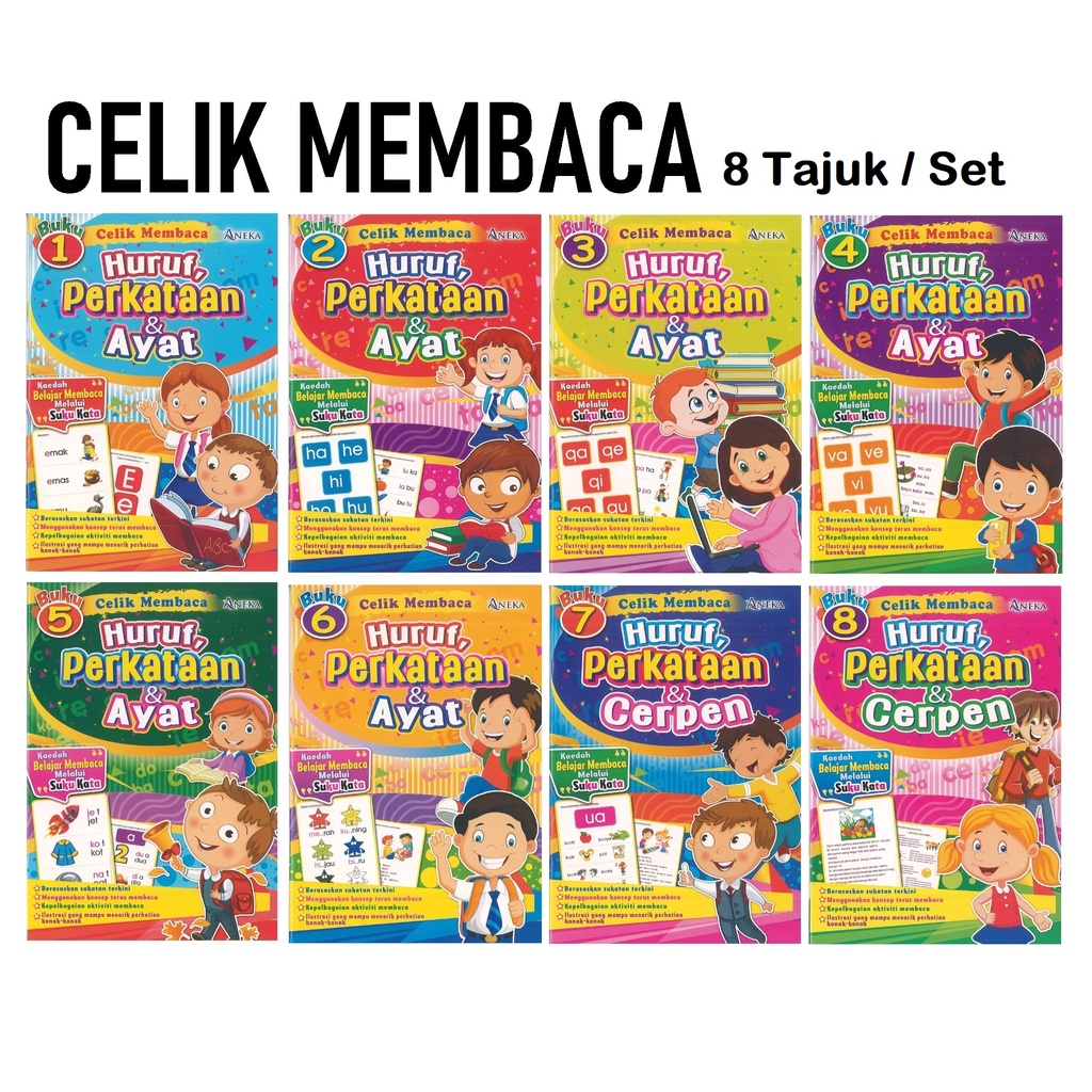 CELIK MEMBACA (BUKU 1~8) (8Tajuk/Set) | Shopee Malaysia