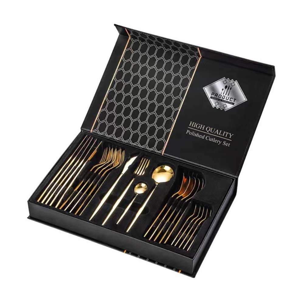 24pcs Luxury Nordic Cutlery Set Stainless Steel Spoon Fork Knife Set ...