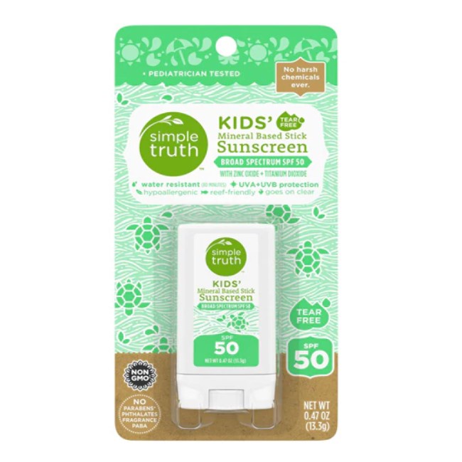 Simple Truth Kids' Mineral Based Stick Sunscreen SPF 50, 0.47 oz ...