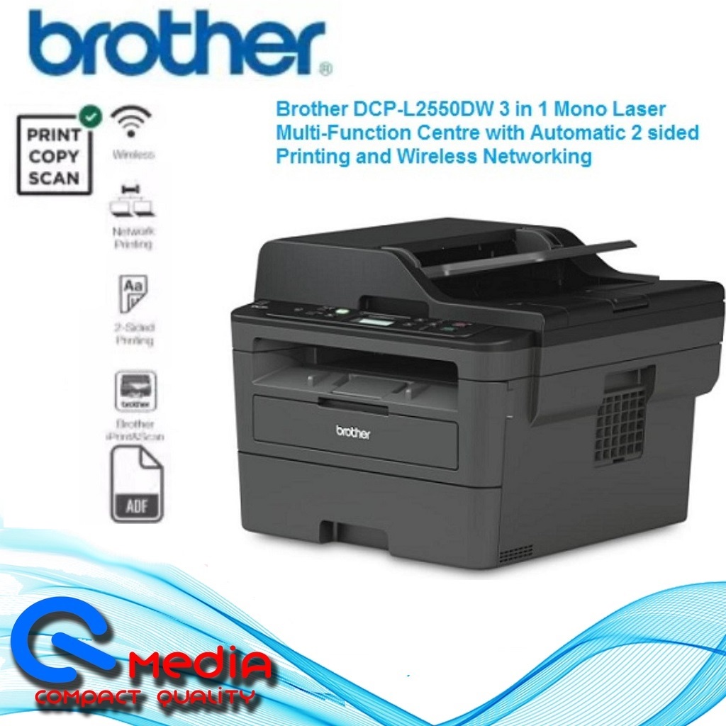 BROTHER DCP-L2550DW DUPLEX PRINTER MONO LASER WIRELESS ADF PRINT COPY ...