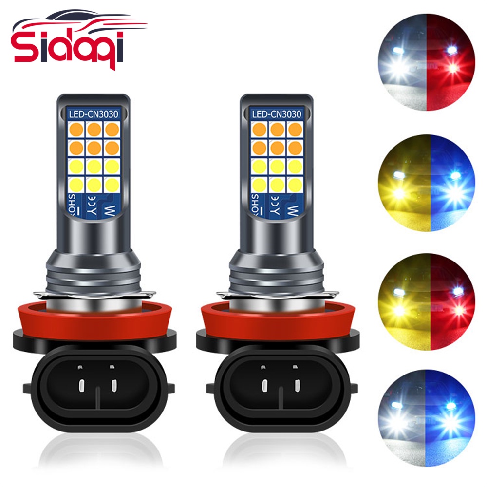 1piece 24LED Dual Color H11 Car LED Fog Lamp H3 LED Bulb H7 H8 Super Bright Car Fog Light 9006 ...