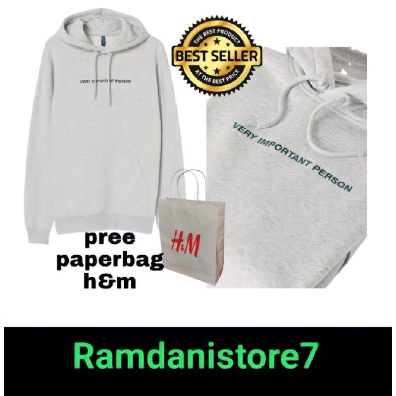 Hoodie H&M VERY INPORTANY PERSON Hnm Full teg, label Free Paperbag HM | Shopee Malaysia