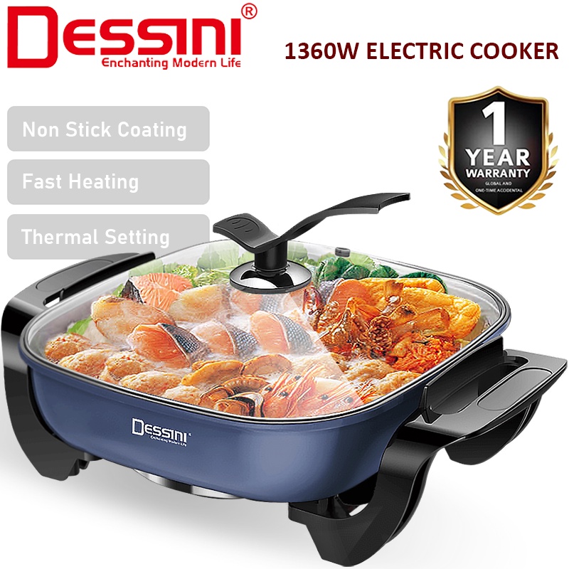 DESSINI ITALY Electric Cooker Steamboat Hot Pot Casserole Non Stick ...
