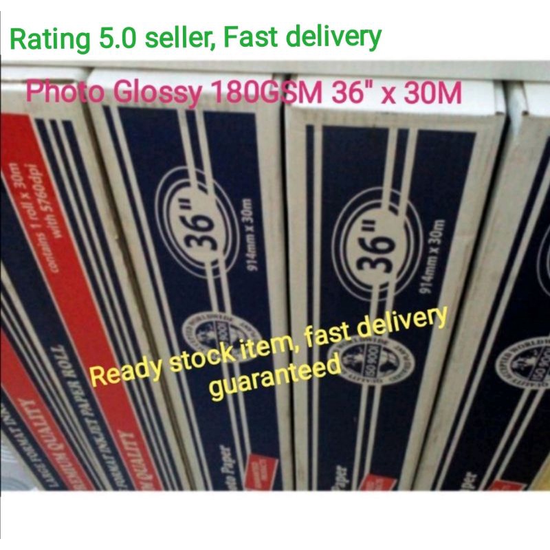 36" 914mm x 30M AA Grade Photo Glossy Paper Roll 180GSM (Ready Stock ...