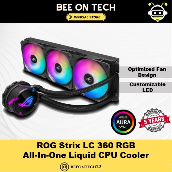 ROG Strix LC 360 RGB all-in-one liquid CPU cooler with Aura Sync, and ...