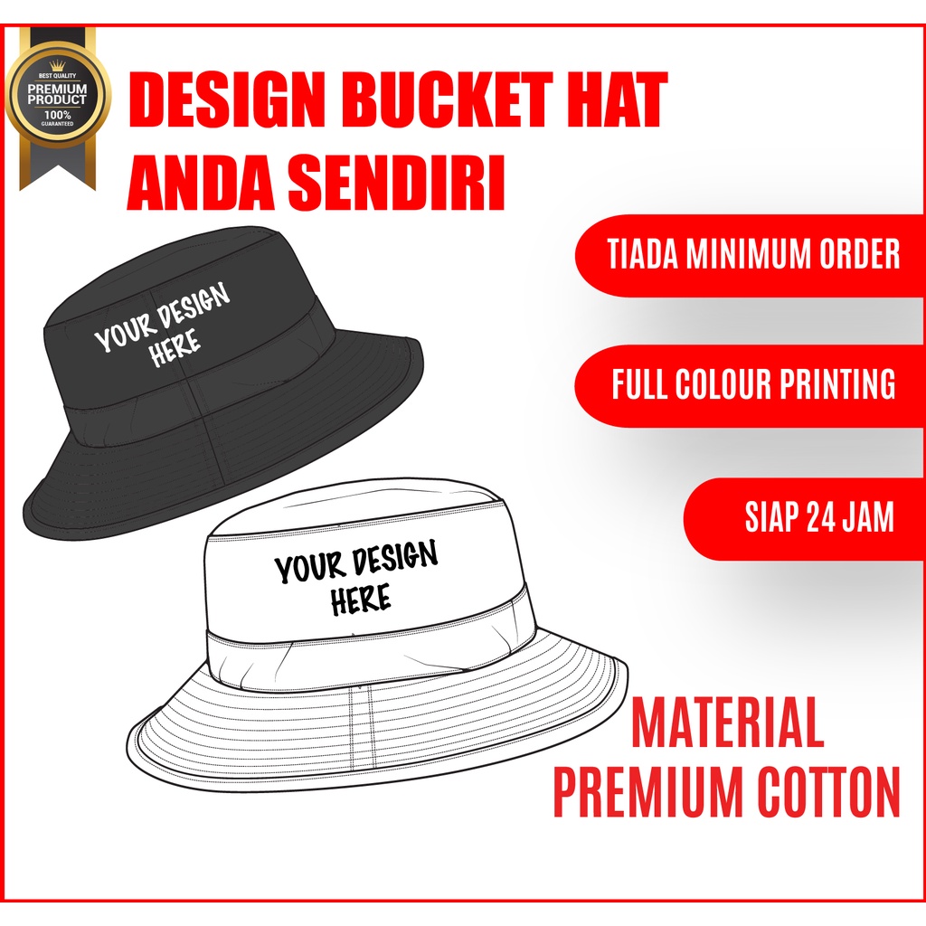 Custom Double Side Bucket Hat Flipped Cap | Personalised Fisherman Cap ...