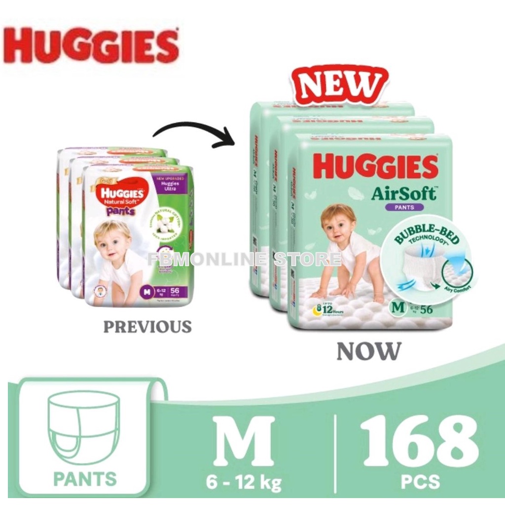 Huggies AirSoft Pants M56 x 3 Super Jumbo Pack | Shopee Malaysia