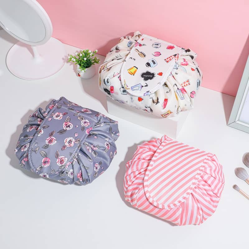 Portable Magic Travel Pouch Cosmetic Bag Makeup Storage Lazy Drawstring ...