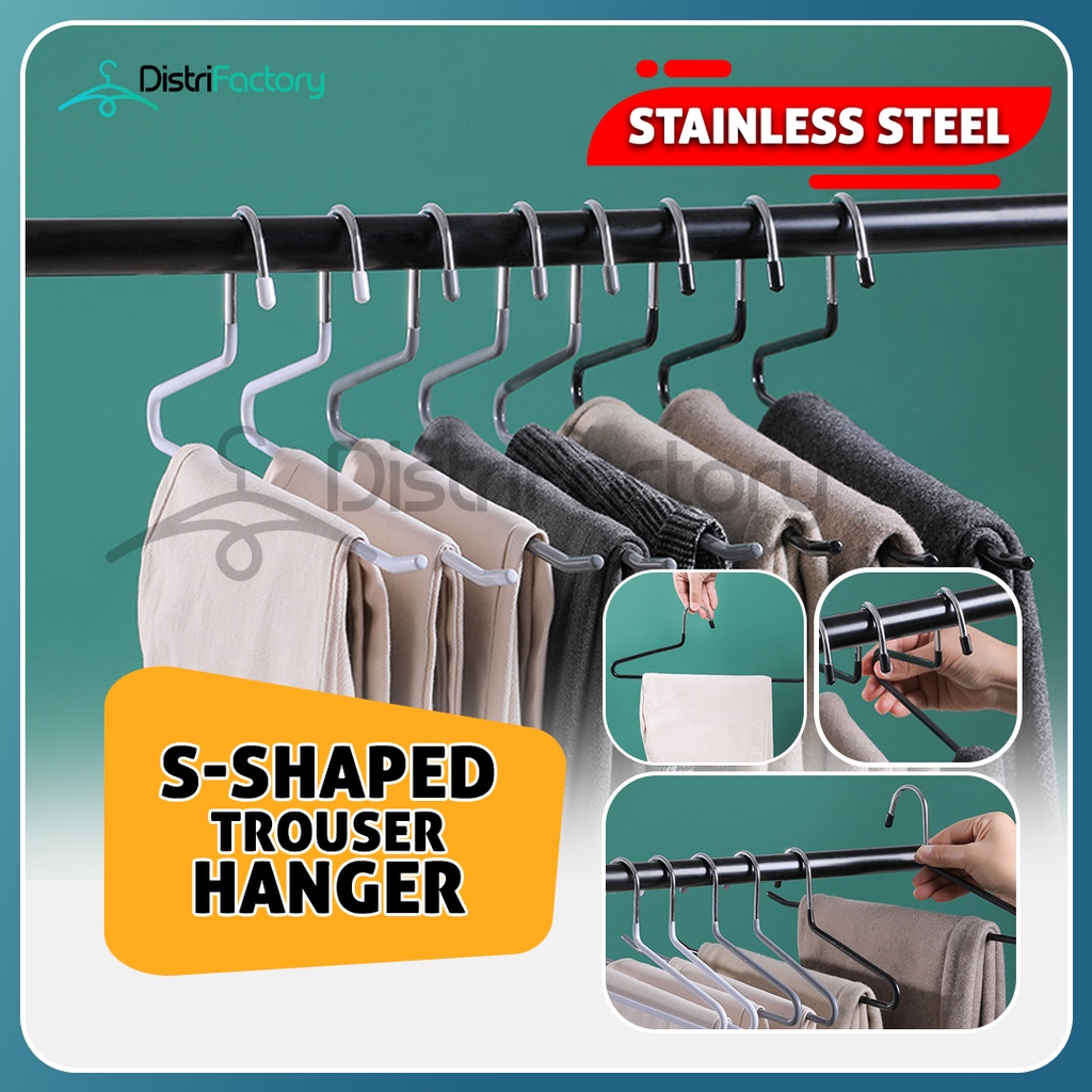 S-shaped Durable Stainless Steel Space Saving Metal Jeans Hangers L ...