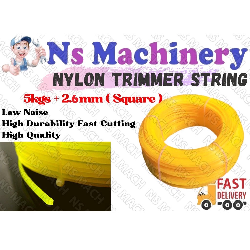 5kg 2.6mm Square Cut Trimmer Line/Tali Mesin Potong Rumput Warna Kuning ...