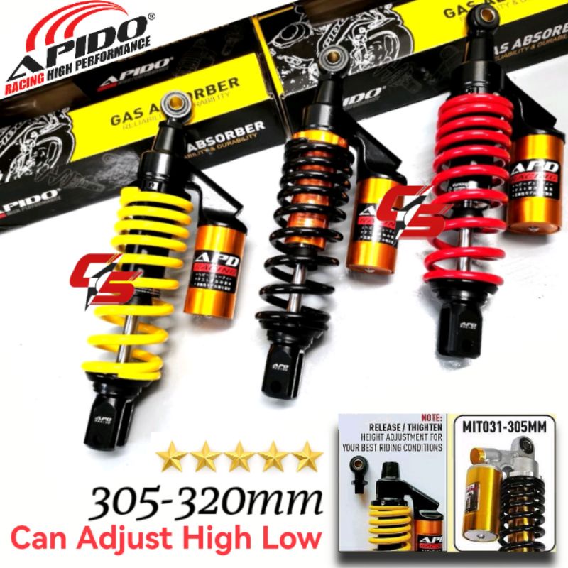 APIDO GAS ABSORBER ADJUSTABLE HIGH LOW 305-320mm NOUVO LC EGO EGOS EGO ...