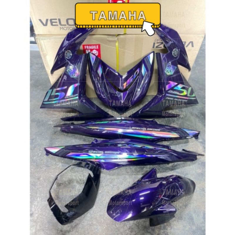 YAMAHA Y15 Y15zr V1 V2 Coverset carbon rainbow chrome overlap 3D purple ...