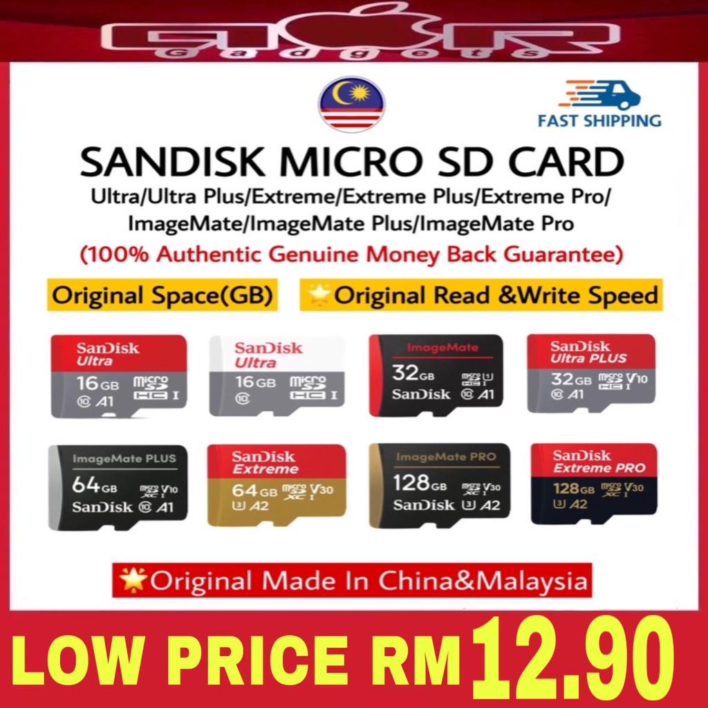 (💯GENUINE)SANDISK Micro SD Card Ultra/Ultra Plus/Extreme/Extreme Plus ...
