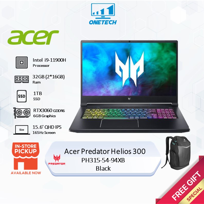 Acer Predator Helios 300 PH315-54-94XB Gaming Notebook - Black (15.6 ...