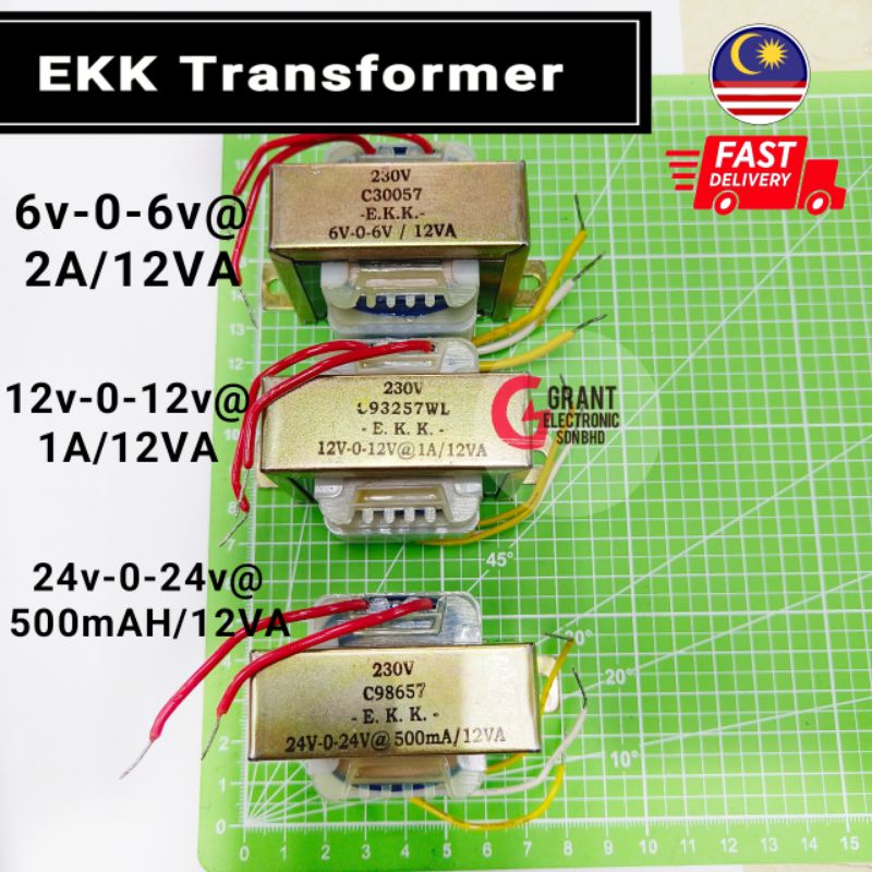 EKK Power Transformer 6v-0-6v 12v-0-12v 24v-0-24v 12VA 2A 1A 500mah ...
