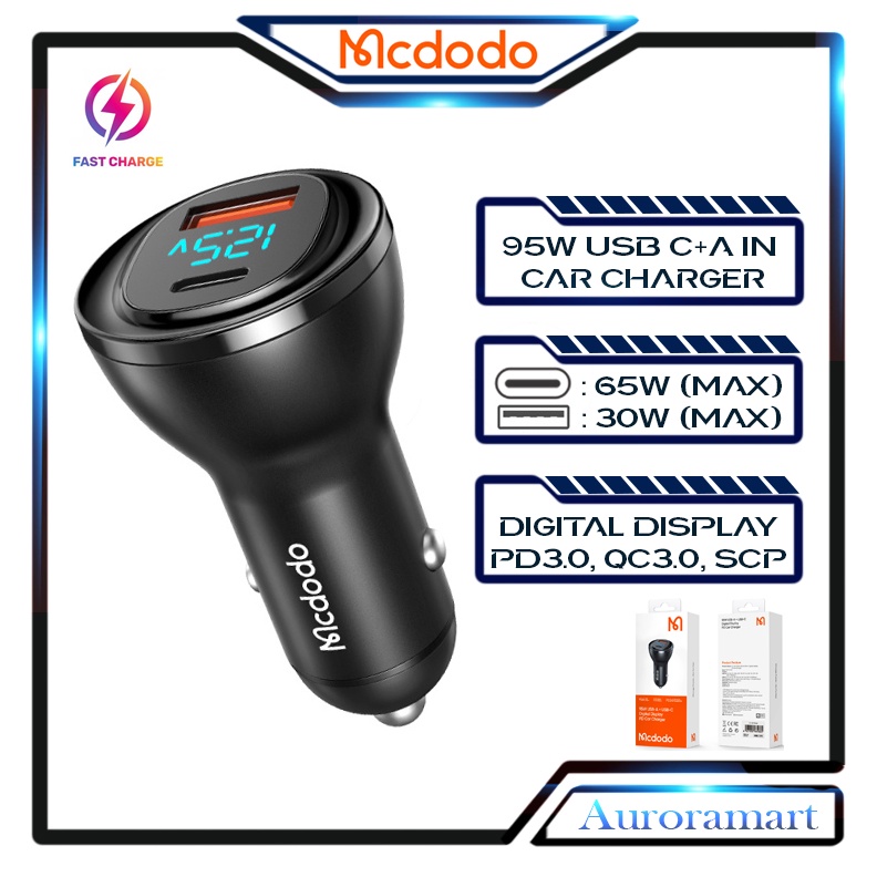 Original Mcdodo 65W+30W In Car Charger Adapter Super Fast Charging Usb ...