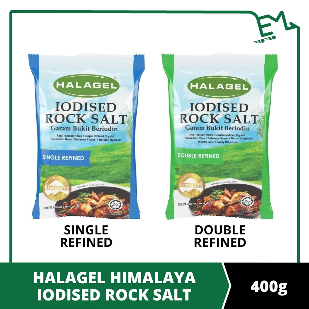HALAGEL Himalaya Iodised Rock Salt [Single Refined/Double Refined] 400g ...
