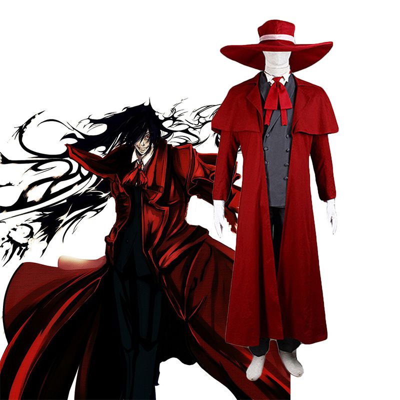 Anime Hellsing Alucard Cosplay Costumes Red Coat Accessories Hat Gloves ...