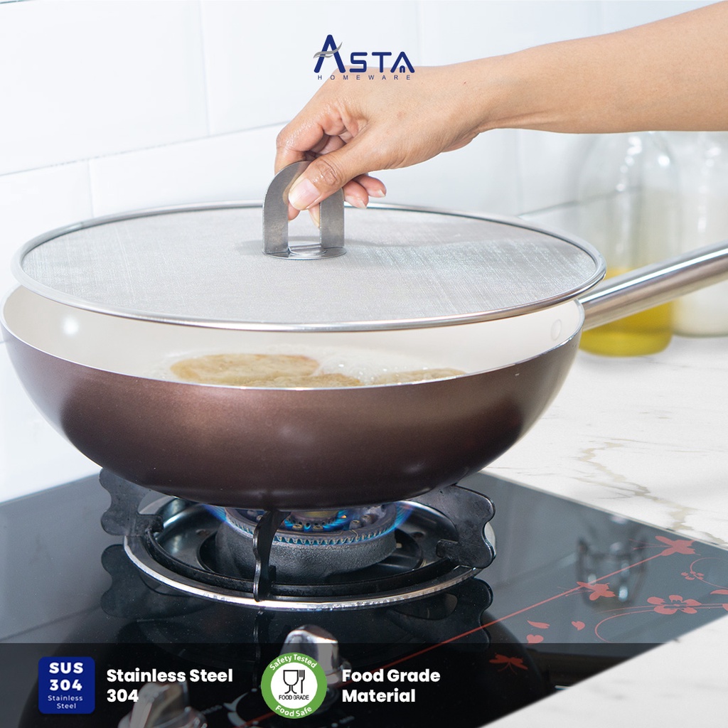 Asta Oil Splatter Stainless Steel Oil Splash Protector Top Handle 25 ...
