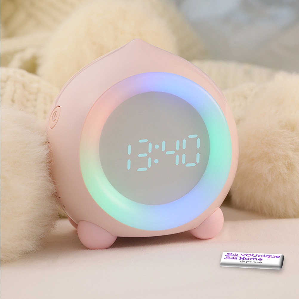 Peach Shape Digital Dual Alarm Clock LED Bedside Night Light Smart APP ...