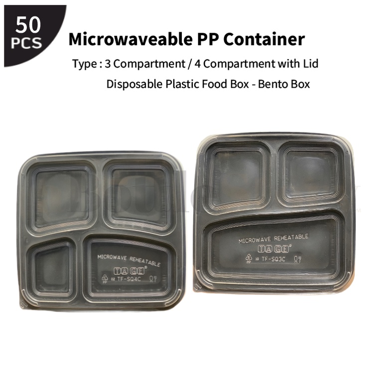 3 Compartment / 4 Compartment with Lid Disposable Plastic Microwaveable ...