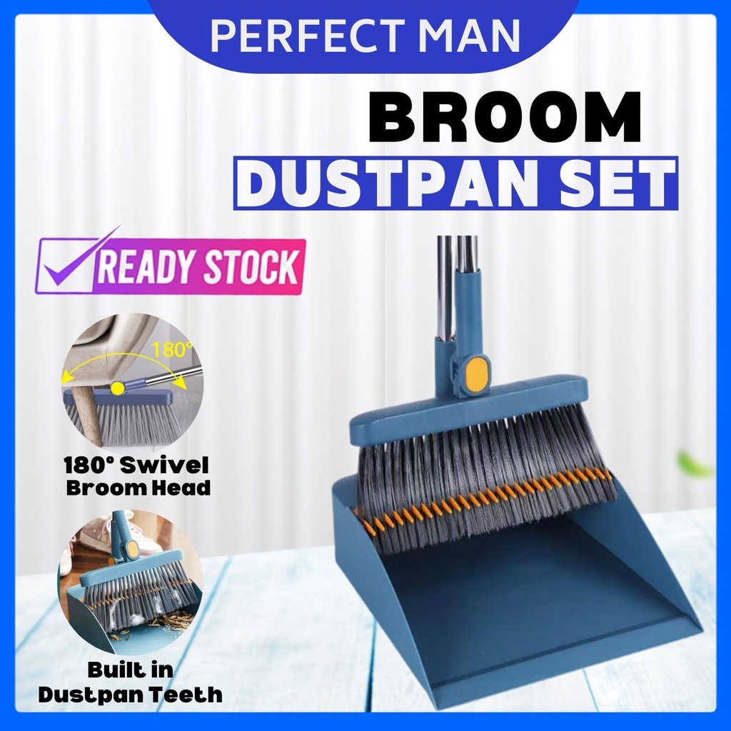PM - 2 in 1 Foldable Broom Dustpan Set Broom Set Water Wiper Penyapu dan Penyodok Set Lantai ...