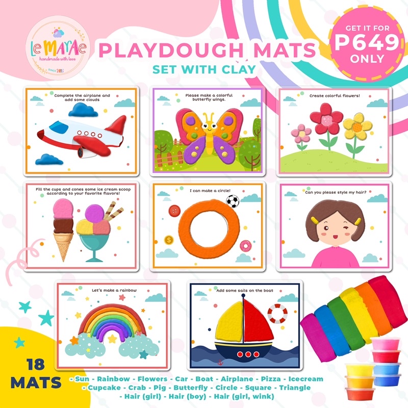 PLAYDOUGH MATS CLAY MATS BOARD SET - Laminated Manipulative Interactive ...